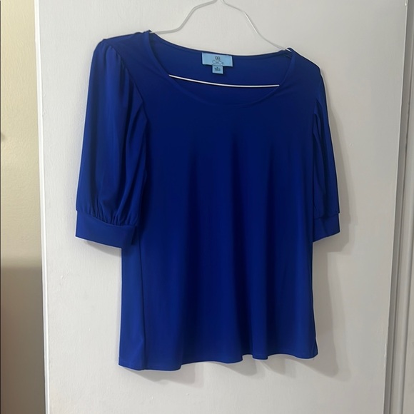 CeCe | Tops | Cece Blue Puff Sleeve Blouse With Relaxed Fit | Poshmark